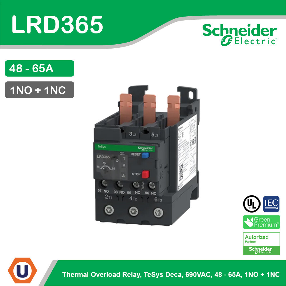 Schneider LRD365 TeSys LRD thermal overload relays,30kW,40HP - 48-65 A ...
