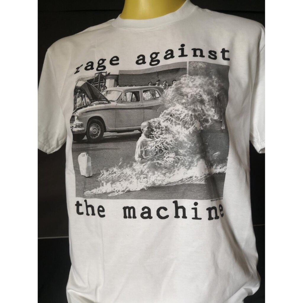 [S-5XL]เสื้อวงนำเข้า Rage Against the Machine Burning Monk On Fire RATM ...