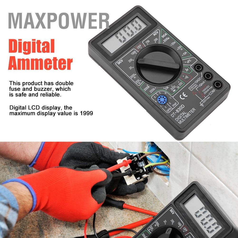 Maxpower DT830D Mini จอแสดงผล LCD มัลติมิเตอร์แบบดิจิตอลโวลต์มิเตอร์ ...