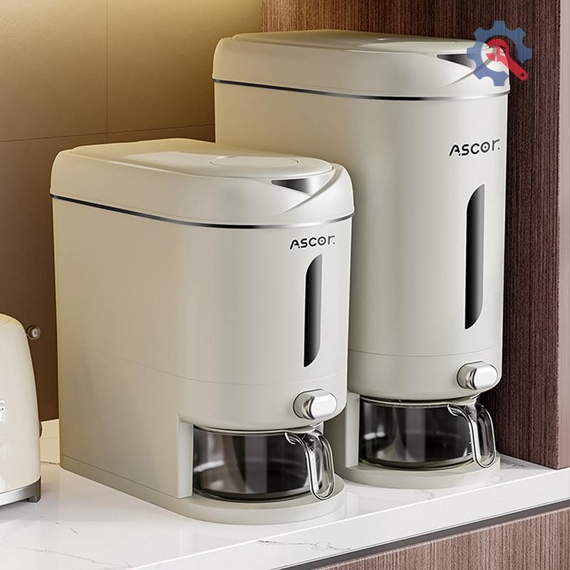 [GEX] 5kg เครื่องจ่ายข้าวอัตโนมัติแมลงอาหารสัตว์เลี้ยงข้าว Organizer Moisture-Proof ปิดผนึก ...