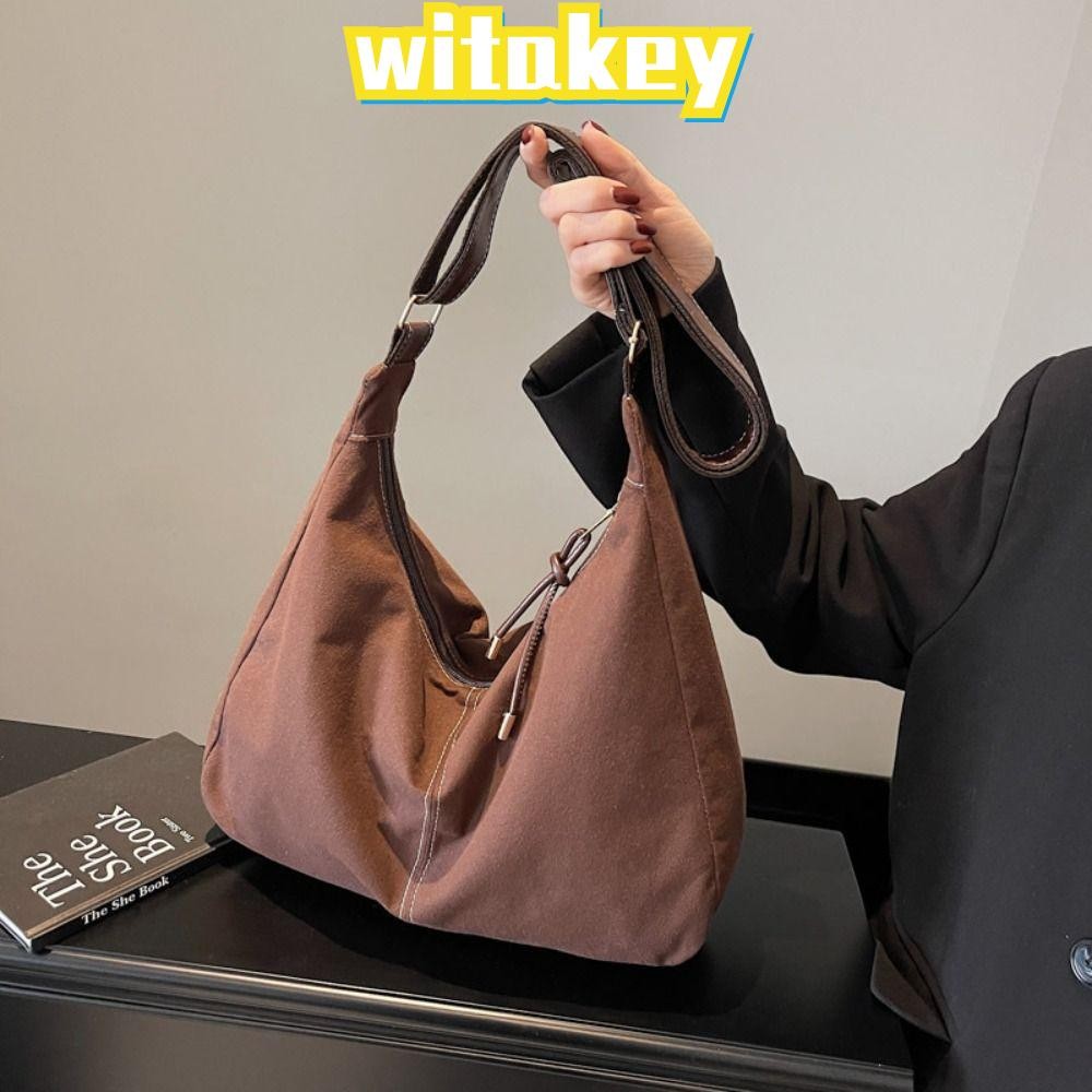 Witakey กระเป๋าสะพายไหล่ผู้หญิง, ซิปกระเป๋าสะพายข้างความจุขนาดใหญ่, ย้อนยุคพร้อมสายปรับได้หนัง ...