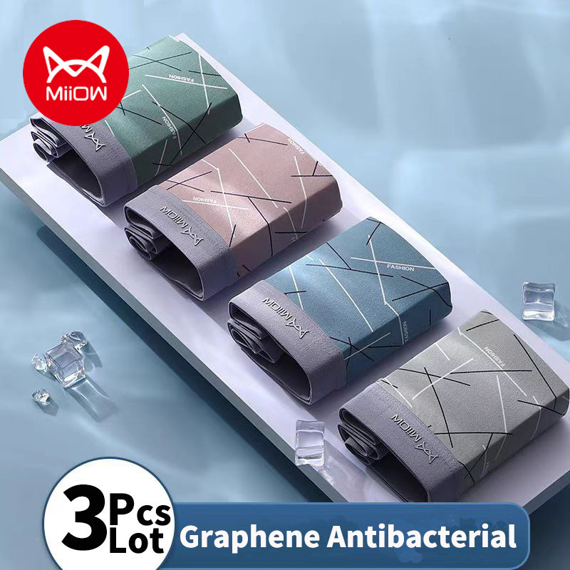 Miiow กางเกงบ็อกเซอร์ ผ้าเรยอน ใส่สบาย พิมพ์ลายกราฟฟิน ป้องกันแบคทีเรีย สําหรับผู้ชาย ไซซ์ 3XL 3 ...