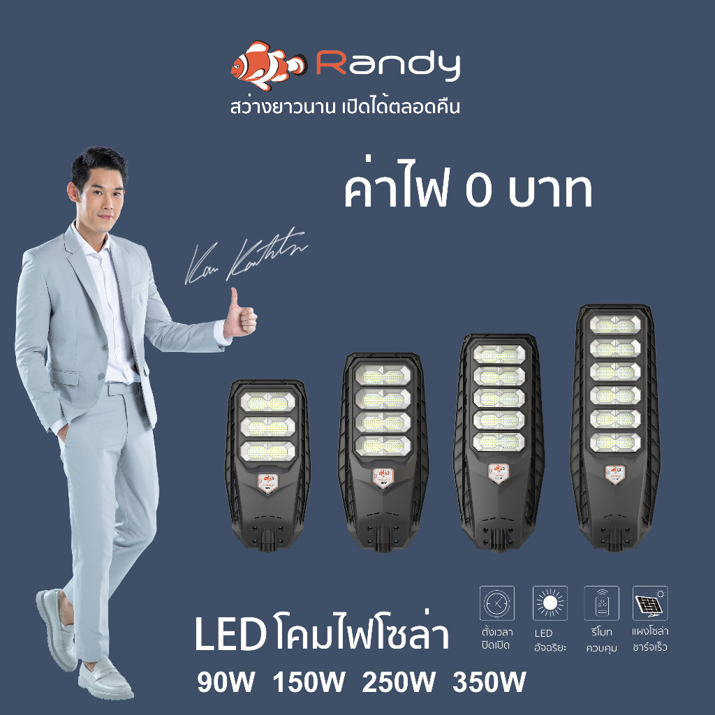 Randy LED STREET Solar Light โคมไฟถนน ALL IN1 แอลอีดี สปอร์ตไลท์ โซล่า ...