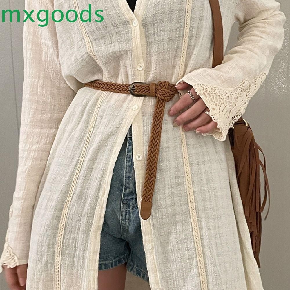 Mxgoods เข็มขัดสาน เข็มขัดผู้หญิง ที่ไม่ซ้ํากัน หนัง Pu ชายหาด เข็มขัด อุปกรณ์ตกแต่งชุด ผู้หญิง ...