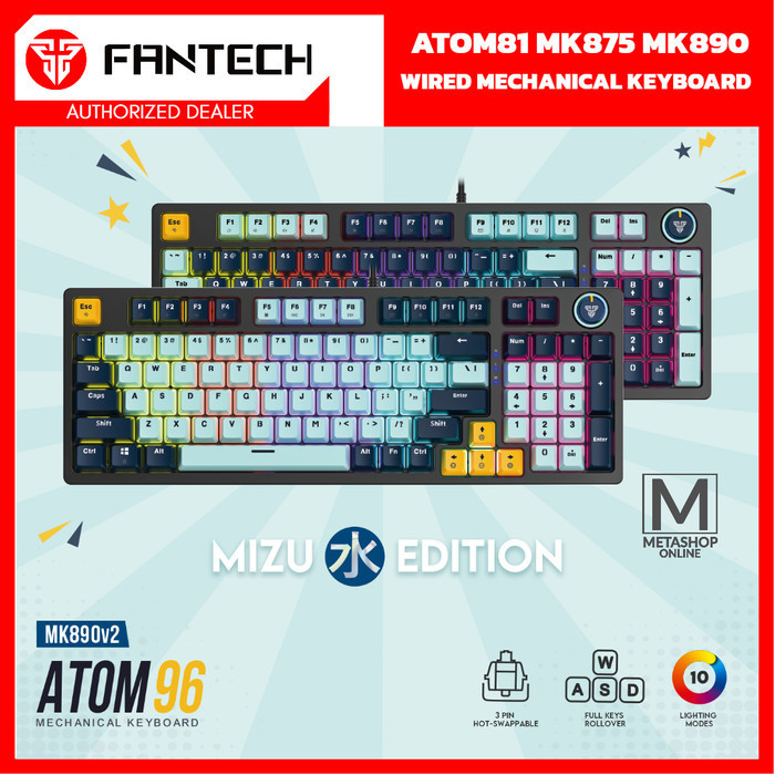 Fantech Atom81 MK875 V2 MK890 คีย์บอร์ดเกมกลแบบมีสาย Mizu | Shopee Thailand