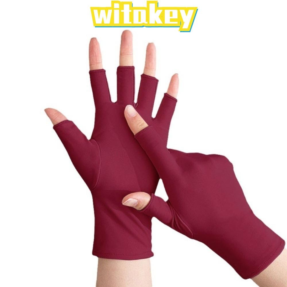 ถุงมือกันแดด WITAKEY, ถุงมือขับรถขี่ยืดหยุ่นสูงครึ่งนิ้ว, ถุงมือผ้าไหมน้ําแข็งระบายอากาศป้องกัน ...