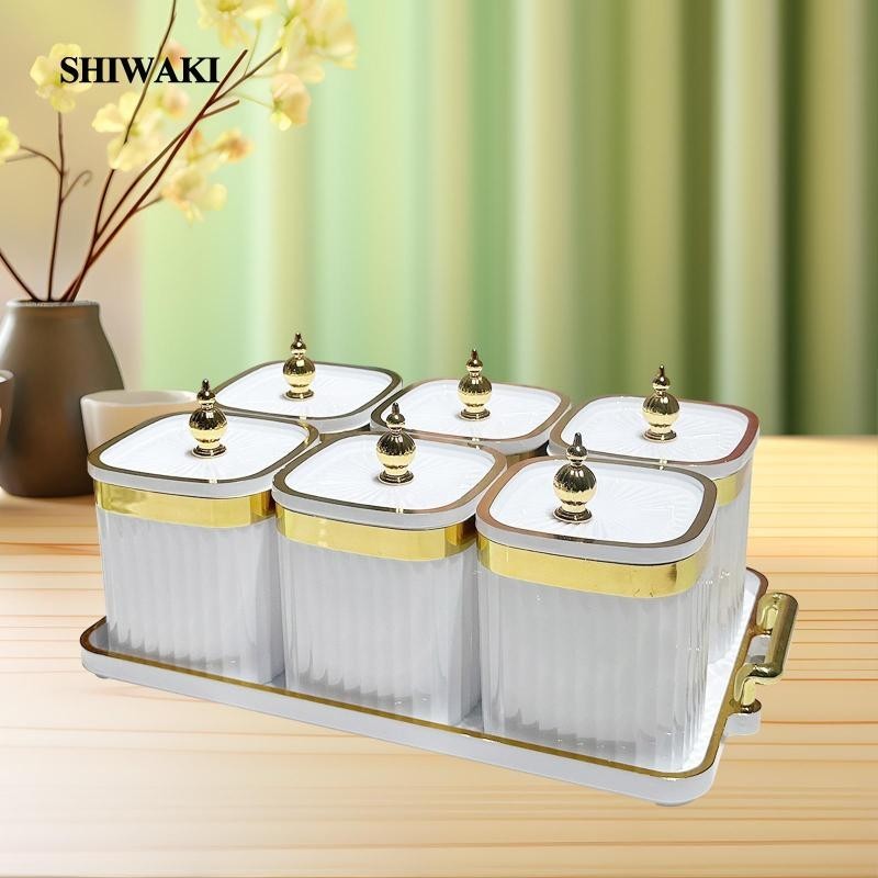 [Shiwaki] ถาดผลไม้แห้ง 6 ช่อง พร้อมฝาปิด สําหรับห้องนั่งเล่น วันหยุด ...