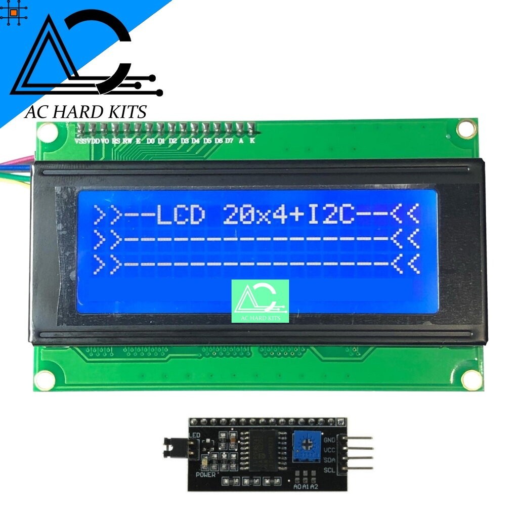 2004 1602 0802 LCD I2C Interface with backlight Blue / Yellow Screen ...
