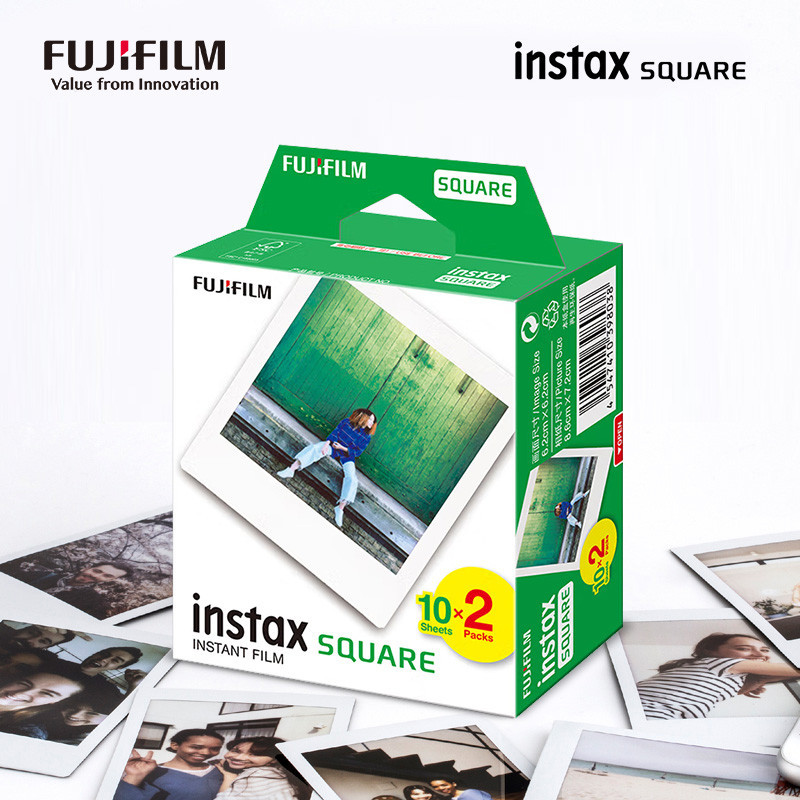 20 แผ่น Fujifilm Instax Square ฟิล์มสีขาว/สีดําขอบกระดาษสําหรับ Instax กล้อง SQ10 SQ6 SQ20 ...