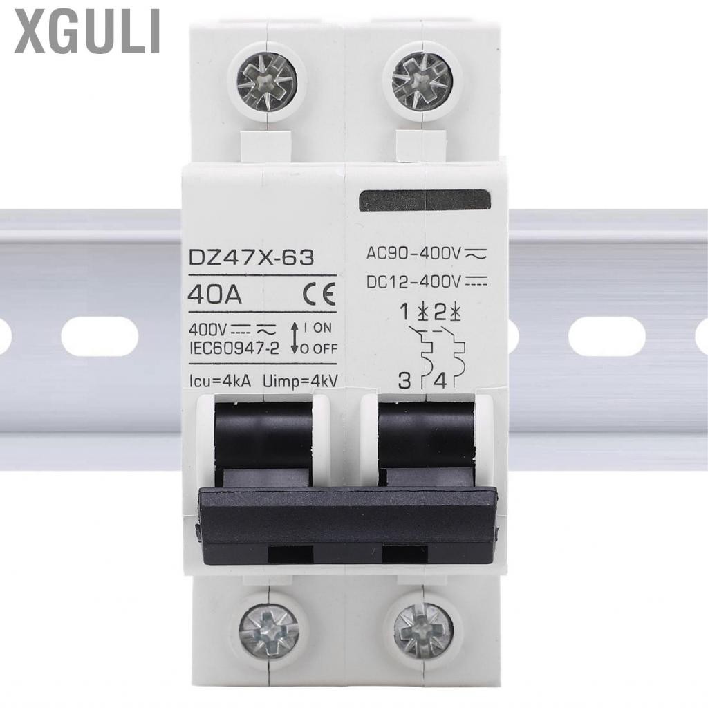 Xguli DIN Rail Mount Circuit Breaker 2P 40A Miniature DC12-400V AC90 ...