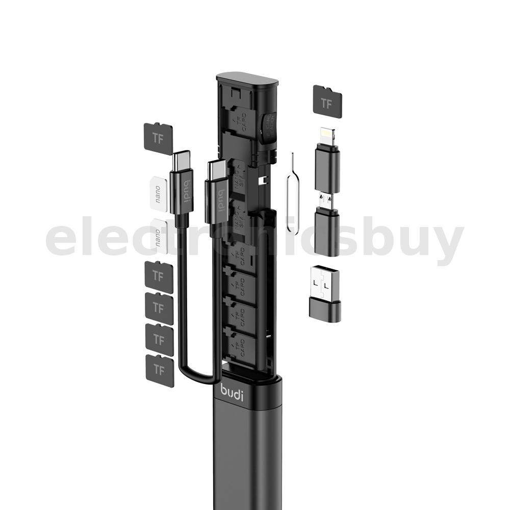 Budi Multi-function Smart Adapter Card Storage Data Cable Stick USB Box ...