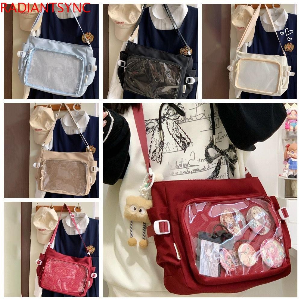 Radiantsync โปร่งใส Itabag, สไตล์ญี่ปุ่น Harajuku JK กระเป๋าสะพาย,แฟชั่นขนาดใหญ่ความจุ Pvc Badge ...