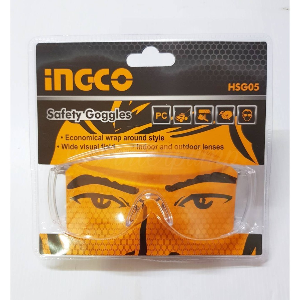 INGCO HSG05 กันสะเก็ด กันลม กันฝุ่น กันสารเคมี ใส แว่นเซฟตี้ | Shopee Thailand