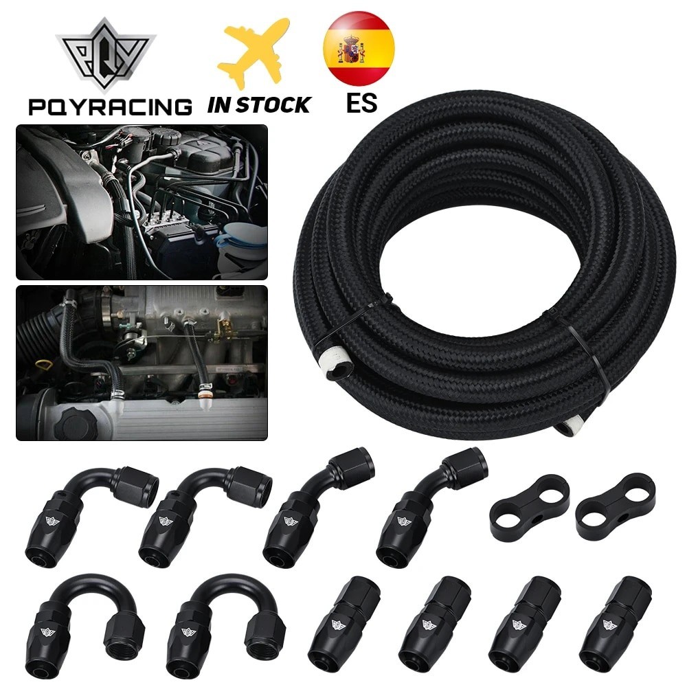 6AN AN6 Oil Fuel Fittings Hose End 0+45+90+180 Degree Oil Adaptor Kit AN6 Braided Oil Fuel Hose ...