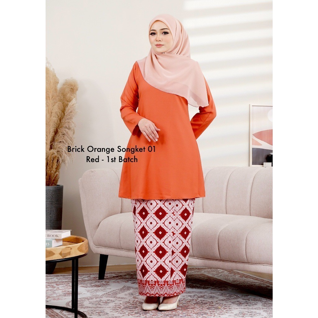 Brick OREN BATA ORANGE BRICK BAJU KURUNG MODEN RIAU KLASIK BAJU RAYA ...