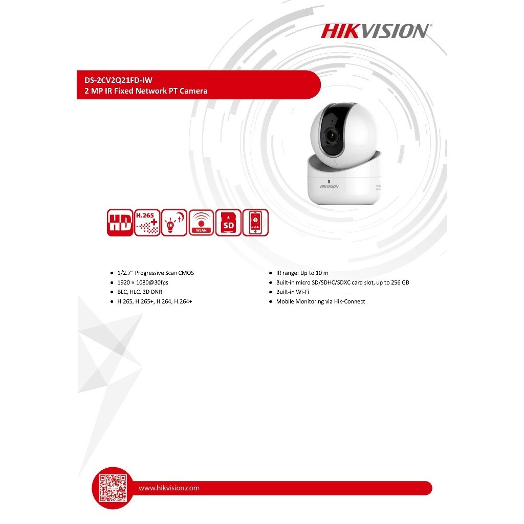 ตรวจจับมนุษย์ HIKVISION ROBOT WIFI IP CAMERA 2 MP DS-2CV2Q21FD-IW (2.8 ...