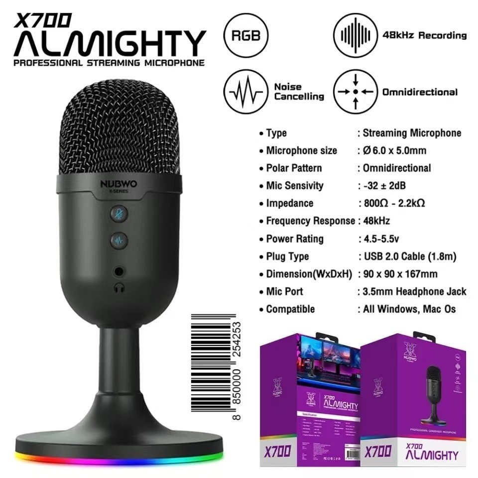 [ไมค์ตั้งโต๊ะ] NUBWO X700 ALMIGHTY Microphone ไมโครโฟนขนาดเล็กสำหรับแคสเกมส์ สตรีมมิ่ง อัดเสียง ...