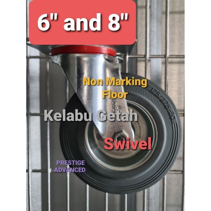 6" และ 8" คุณภาพสูง MGR (Tidak Menanda Lantai) GREY RUBBER WHEEL CASTER ...