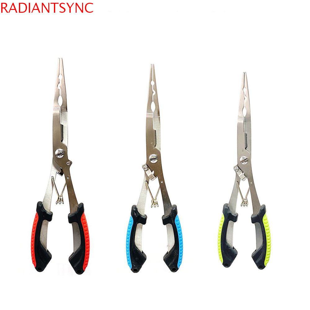 Radiantsync คีมตกปลา,ตัดเส้นพร้อมที่จับยางคีมปากปลาตะขอ,คีมเหล็ก Multi-functional Anti-slip Long ...