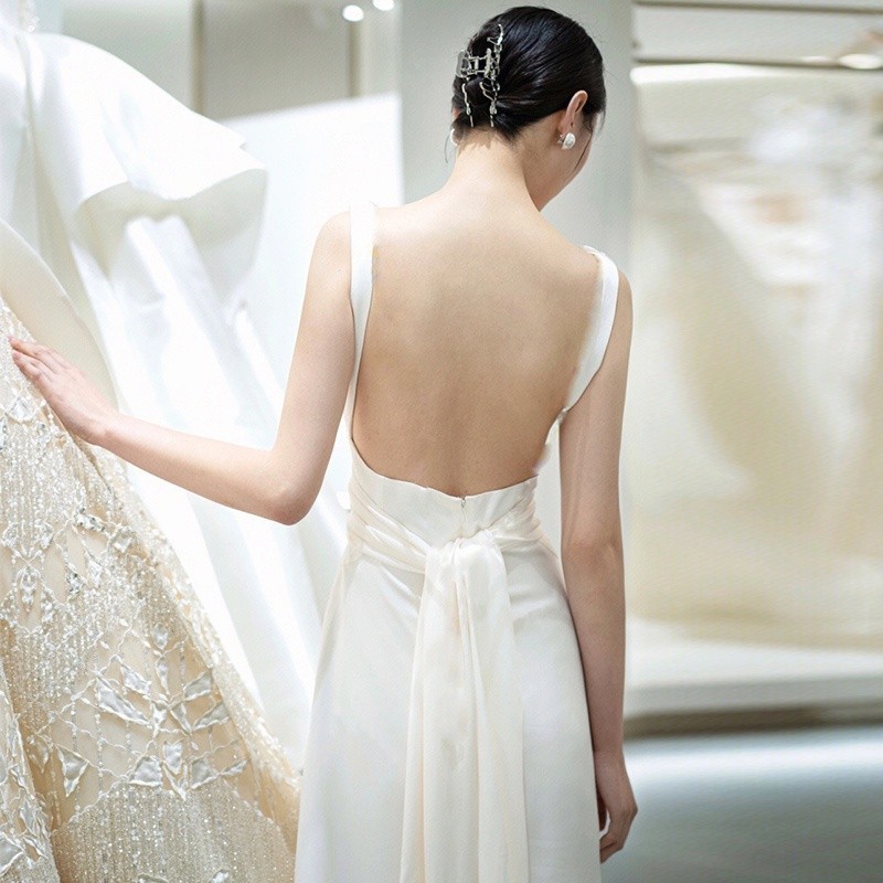Ylff-เจ้าสาวชุดแต่งงานแสง Simple French Hepburn ชุดต้อนรับเจ้าสาว ff262 ...