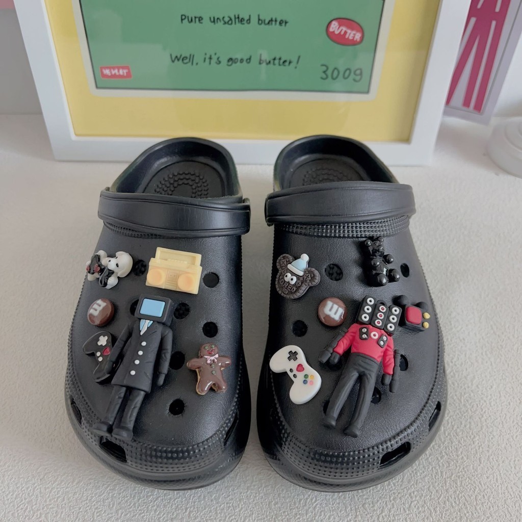 การ์ตูน TV Man Jibits สําหรับ Croc ชุด Skibidi ห้องน้ํารองเท้า Charms ...