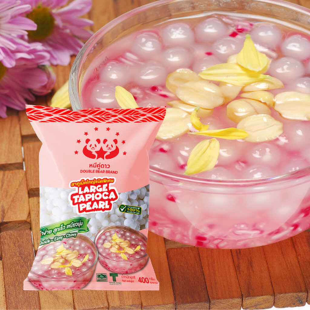 สาคูเม็ดใหญ่ ตราหมีคู่ดาว 400 กรัม Double bear brand Tapioca Pearl 400 g(05-8066) | Shopee Thailand