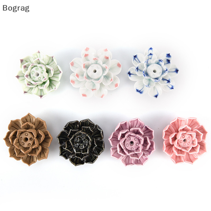 [Bogr] กระถางธูปเซรามิค รูปดอกบัว 1/3 หลุม | Shopee Thailand