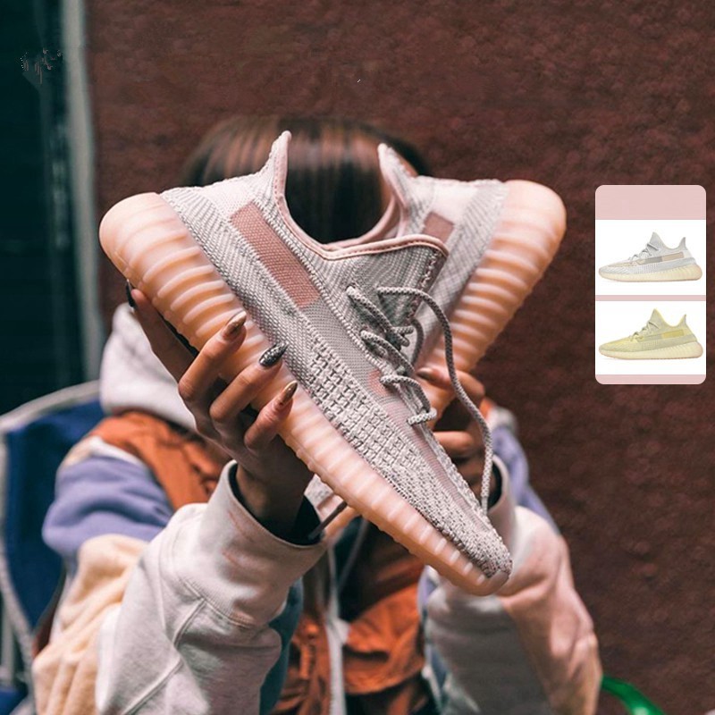 ขนาดใหญ่ 47＆48 ！！！ Yeezy 350V2 Asia Europe Limited Sea Salt สีขาวสีเทาสีส้ม Hollow รองเท้าวิ่ง ...