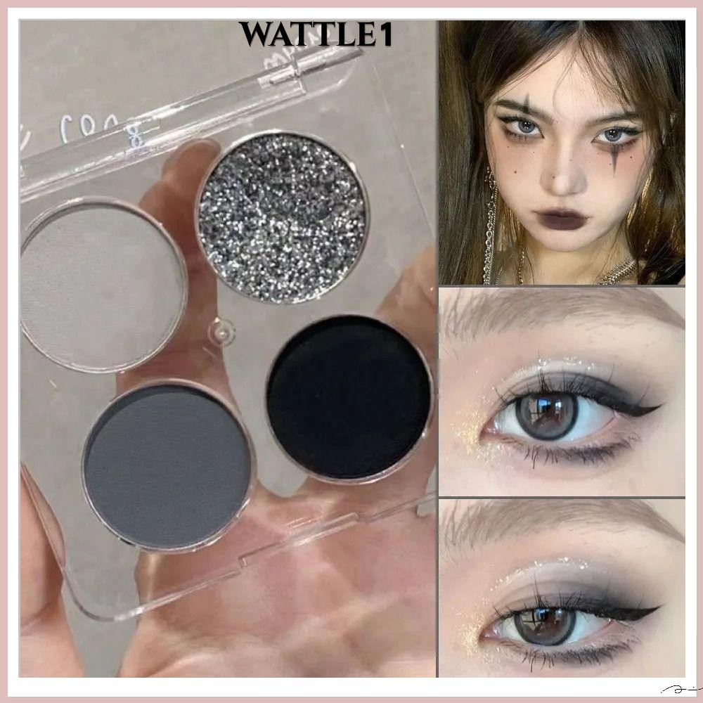 Wttle อายแชโดว์ 4 สี, พาเลทอายแชโดว์ Pearl Matte Ins, โลหะเงินสีเทา ...