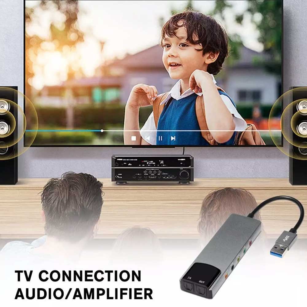"USB 6-in-1 External Optical Sound Card - 5.1 Channel Audio for ...