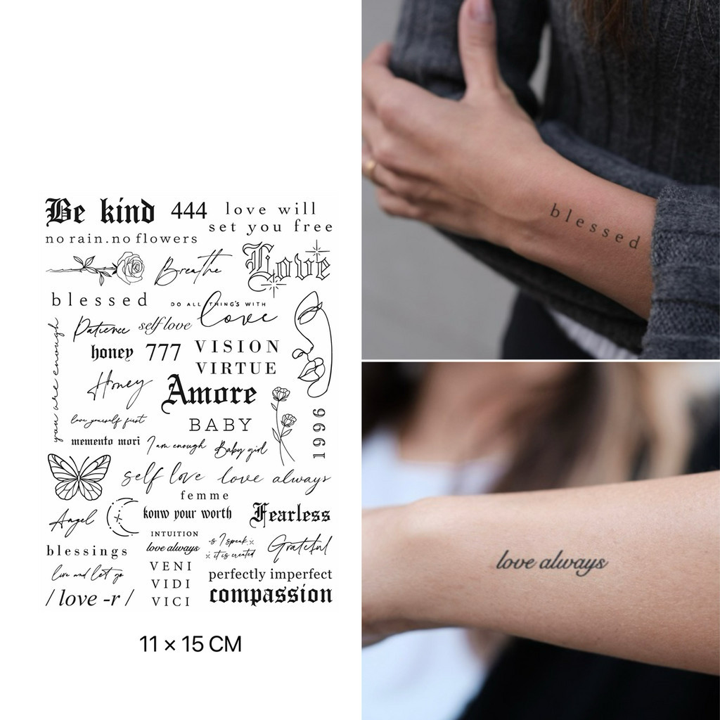 【Mars Tattoo】ใหม่ สติกเกอร์รอยสักชั่วคราว ลายคําคมแรงบันดาลใจ 2 สัปดาห์ ...
