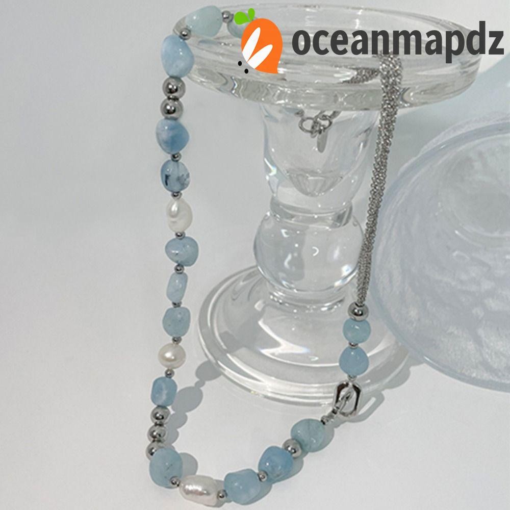 Oceanmapdz โซ่กระดูกไหปลาร้า, INS สร้อยคอสีฟ้าประณีต, สร้อยคอแฟชั่นบุคลิกภาพอารมณ์อเนกประสงค์ ...
