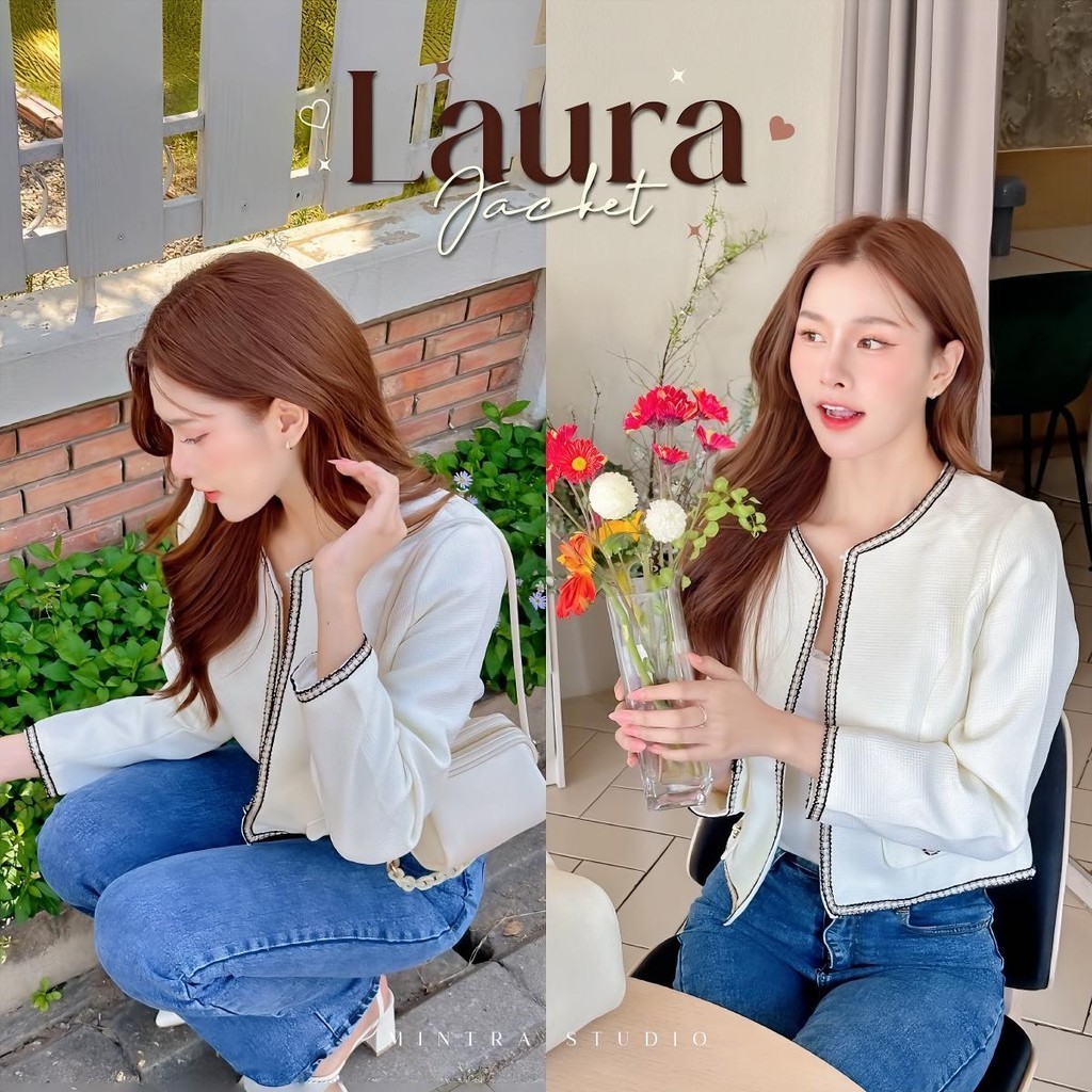 Laura Jacket - เสื้อคลุมแขนยาว เสื้อคลุมทรงครอป เสื้อเบลเซอร์ สไตล์เกาหลี MT.STDO | Shopee Thailand