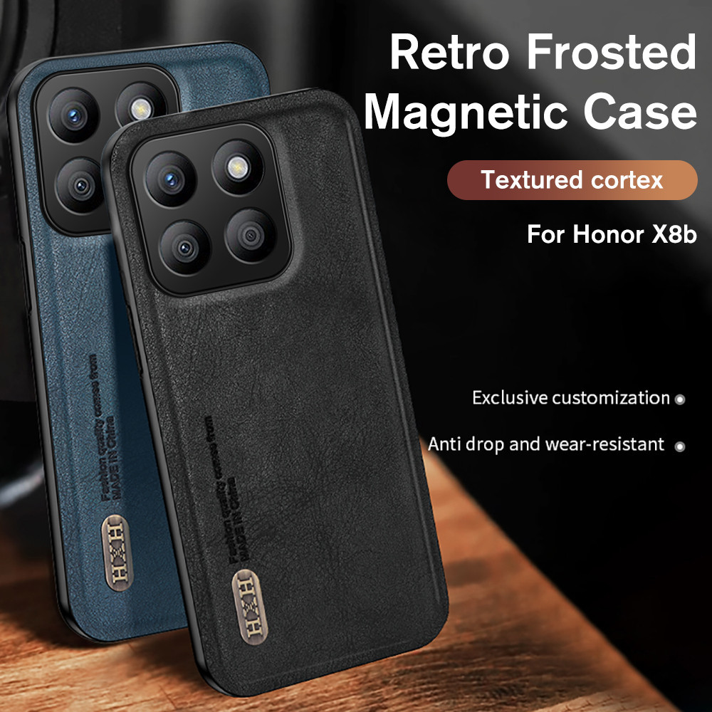 เคสโทรศัพท์มือถือหนังนิ่ม ฝาพับแม่เหล็ก สไตล์เรโทร สําหรับ Honor X8b