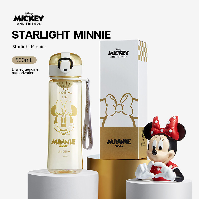 CMSH X Disney มิกกี้เมาส์ มินนี่ ขวดน้ำเด็กไปโรงเรียน 500ml กระบอกน้ำพกพาแบบยกดื่ม วัสดุ Tritan ...