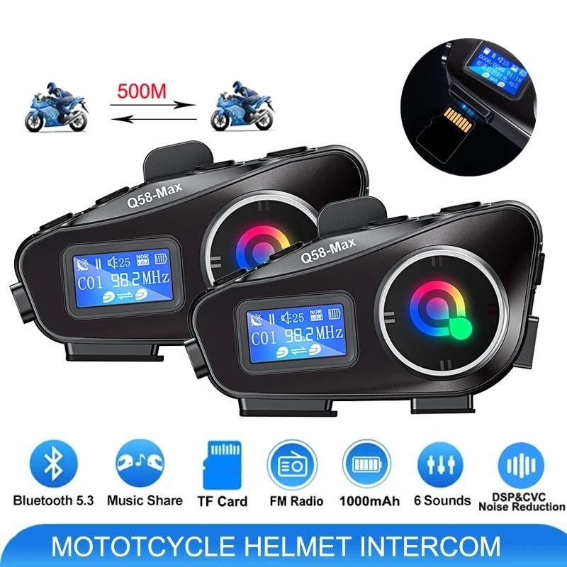 Q58 Max ชุดหูฟังบลูทูธไร้สาย หน้าจอ LCD สําหรับหมวกกันน็อครถจักรยานยนต์ ...