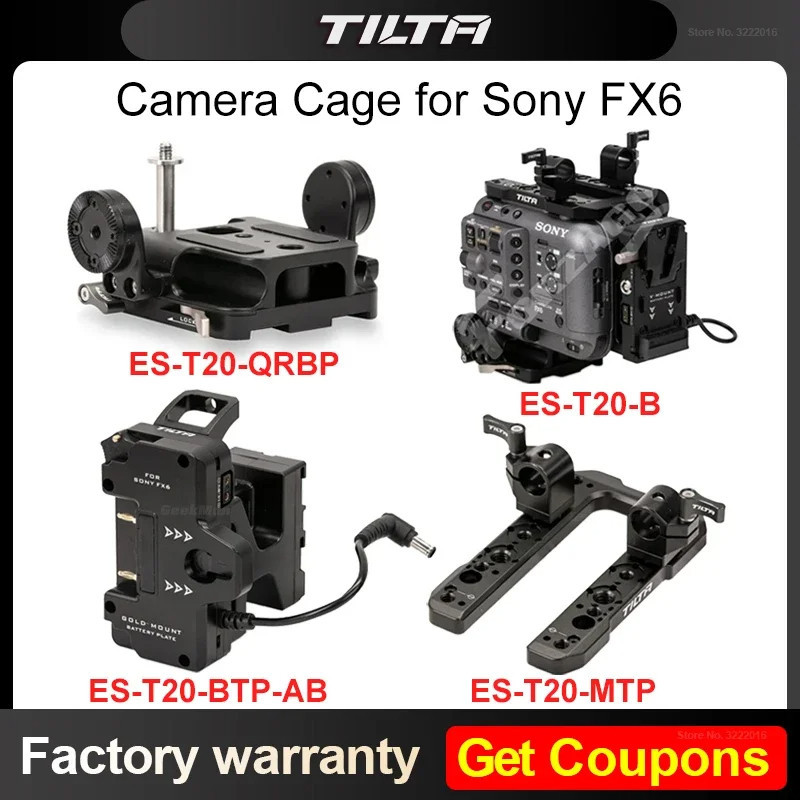 Tilta FX6 ES-T20-B ชุดกรงกล้องขั้นสูง สําหรับ Sony FX6 แนวตั้ง ลดการสึกหรอ และรองรับอุปกรณ์เสริม ...