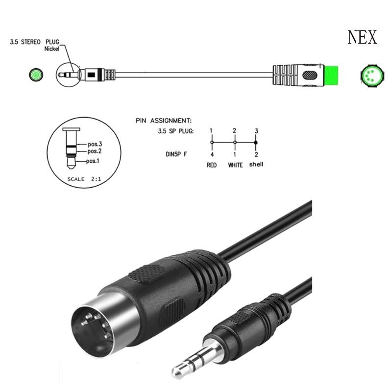 Nex 5-Pin Din-Male Cable 5 Pin Din MIDI Plug to 3 5mm 1 8in Stereo Male ...