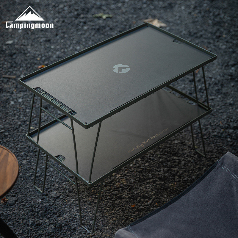 จัดส่งที่รวดเร็ว Campingmoon T-233 โต๊ะพับ เหล็กคู่ อลูมิเนียม ชั้นวางของกลางแจ้ง ชั้นเก็บของ ...