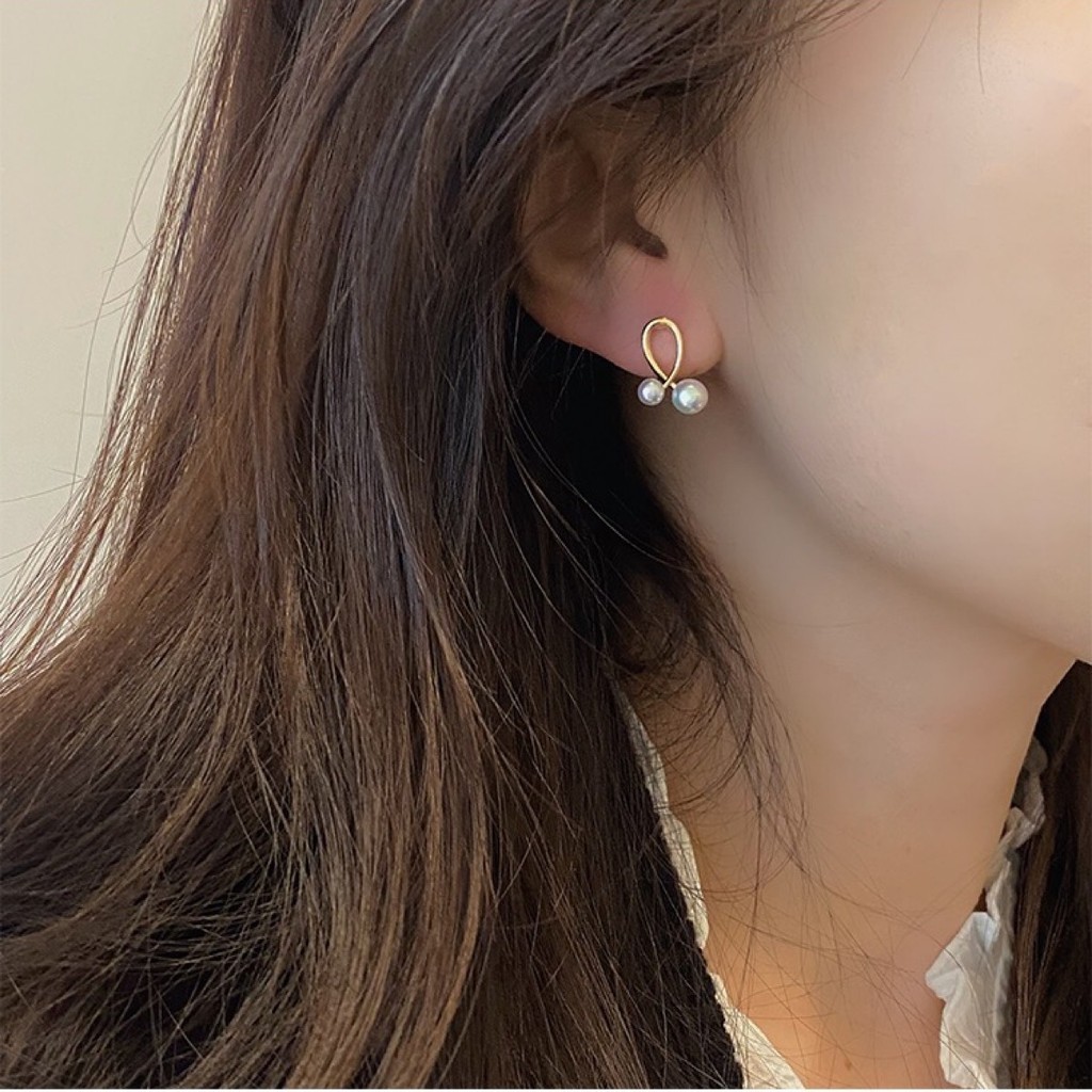 ต่างหูมุกน้ําจืดธรรมชาติ French Niche Design ลูกปัดคู่ต่างหูสไตล์ ...