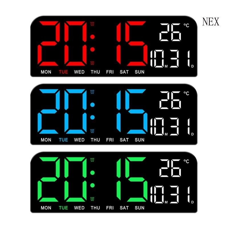 Nex นาฬิกา LED พร้อมจอแสดงผลอุณหภูมิและความชื้น นาฬิการ่วมสมัย แขวนได้ ...