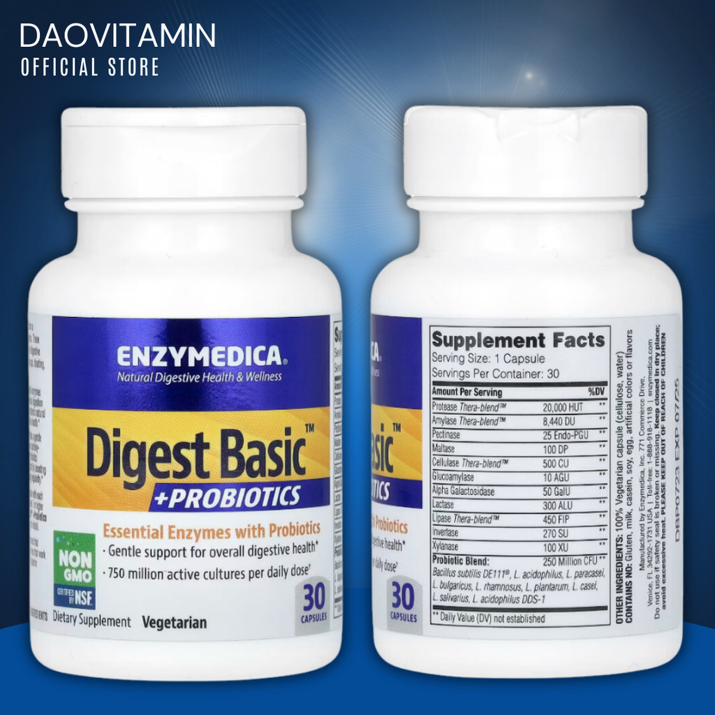 ลอตผลิตใหม่! Exp.09/2025, ส่งไว! Enzymedica, Digest Basic + Probiotics , 30-90 แคปซูล | Shopee ...