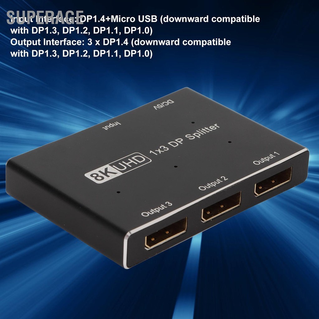 Superage 1x3 DisplayPort Splitter Triple MST SST Hub DP 1.4 สำหรับระบบ ...