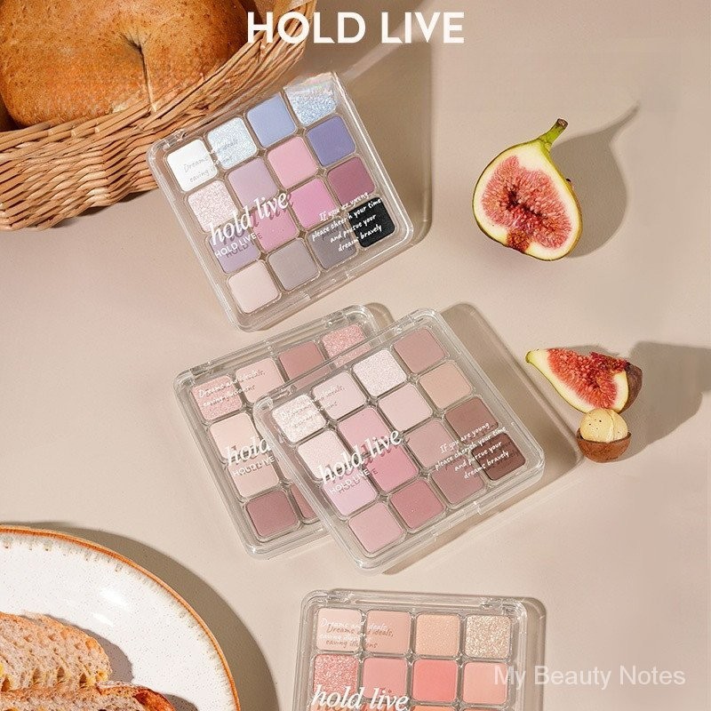Hold Live Checkered 16 Colors Eye Shadow Plate Pink Brown Pearlescent ...