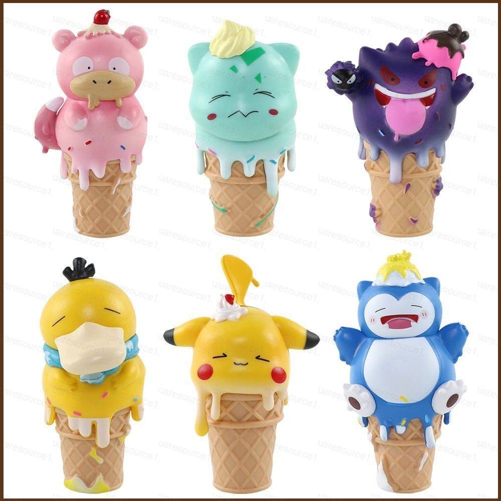 Squar1 โมเดลฟิกเกอร์ Pokemon Ice Cream Pikachu Bulbasaur Gengar Psyduck ...