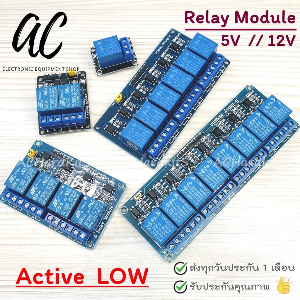 Module Relay 5V 12V 1/2/4/6/8 Channel Active LOW โมดูลรีเลย์ | Shopee ...