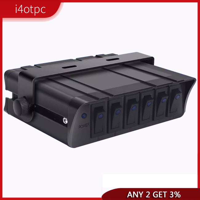 I4otpc กล่องสวิตช์โยกเรือ 6 แก๊ง 12V SPST เปิด ปิด กล่องสวิตช์ควบคุม พร้อมฟิวส์ และไฟแบ็คไลท์ ...