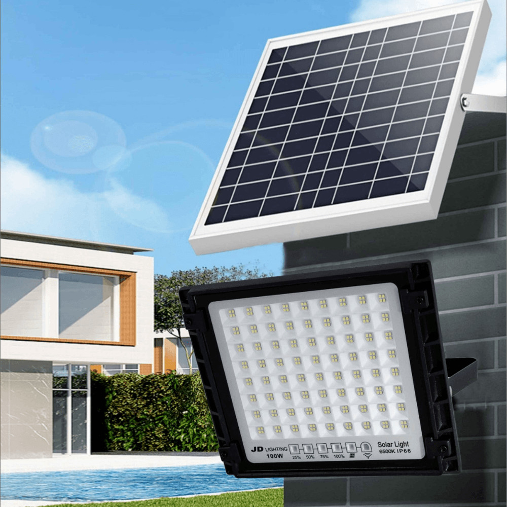 GlobalHouse JD โคมไฟสปอร์ตไลท์โซลาร์เซลล์ 100W พร้อมรีโมท รุ่น JTGD ...