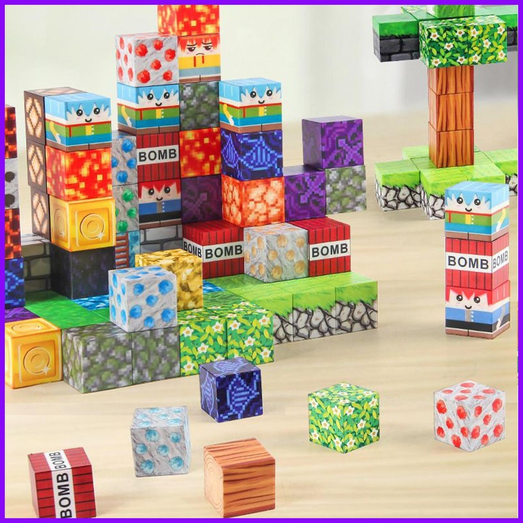 สําหรับ Minecraft Magnetic Construction Blocks เด็กก่อสร้างบล็อกชุด ...
