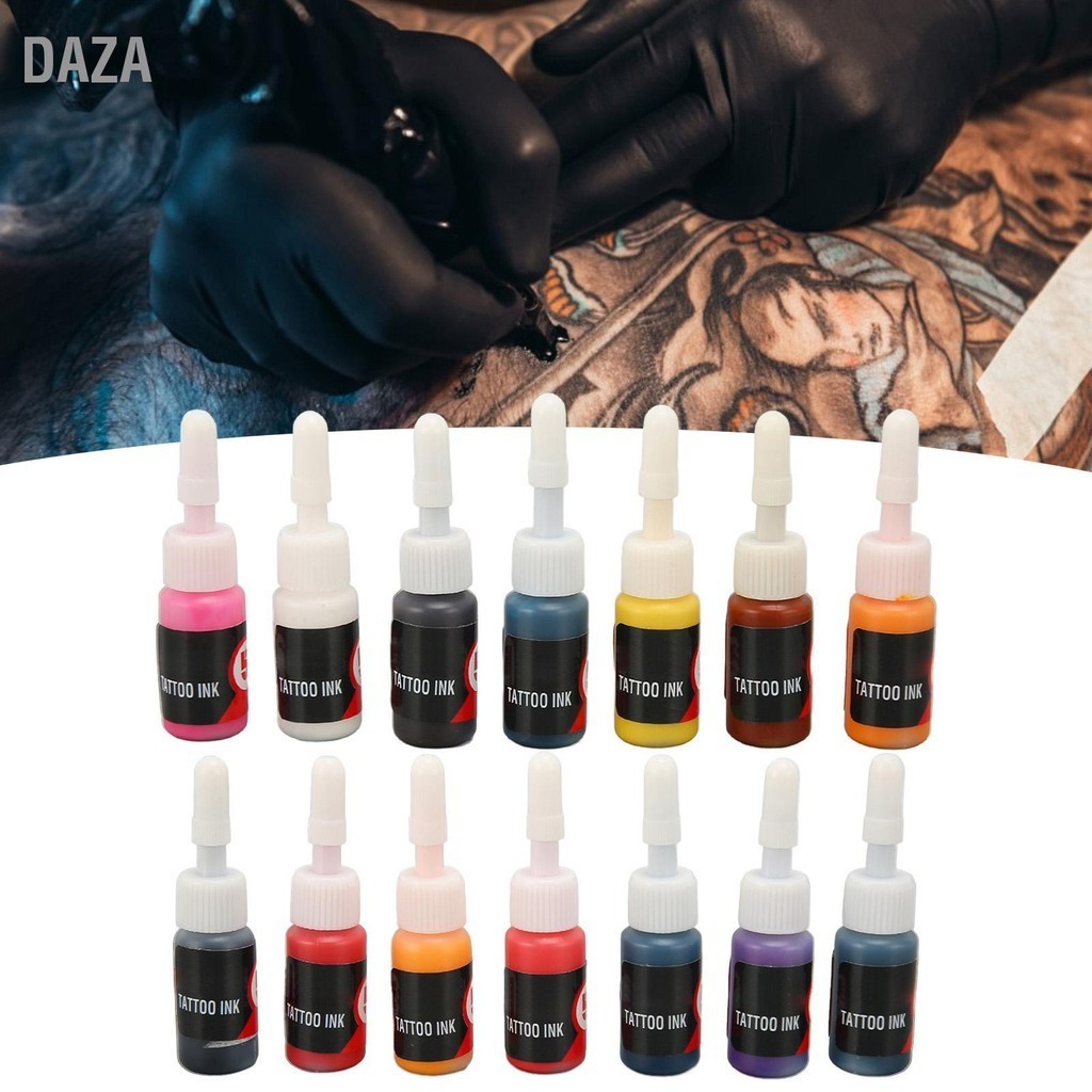 DAZA 14 สี Tattoo Practice Ink ชุดความอิ่มตัวของสี สำหรับผู้เริ่มต้น 70 ...